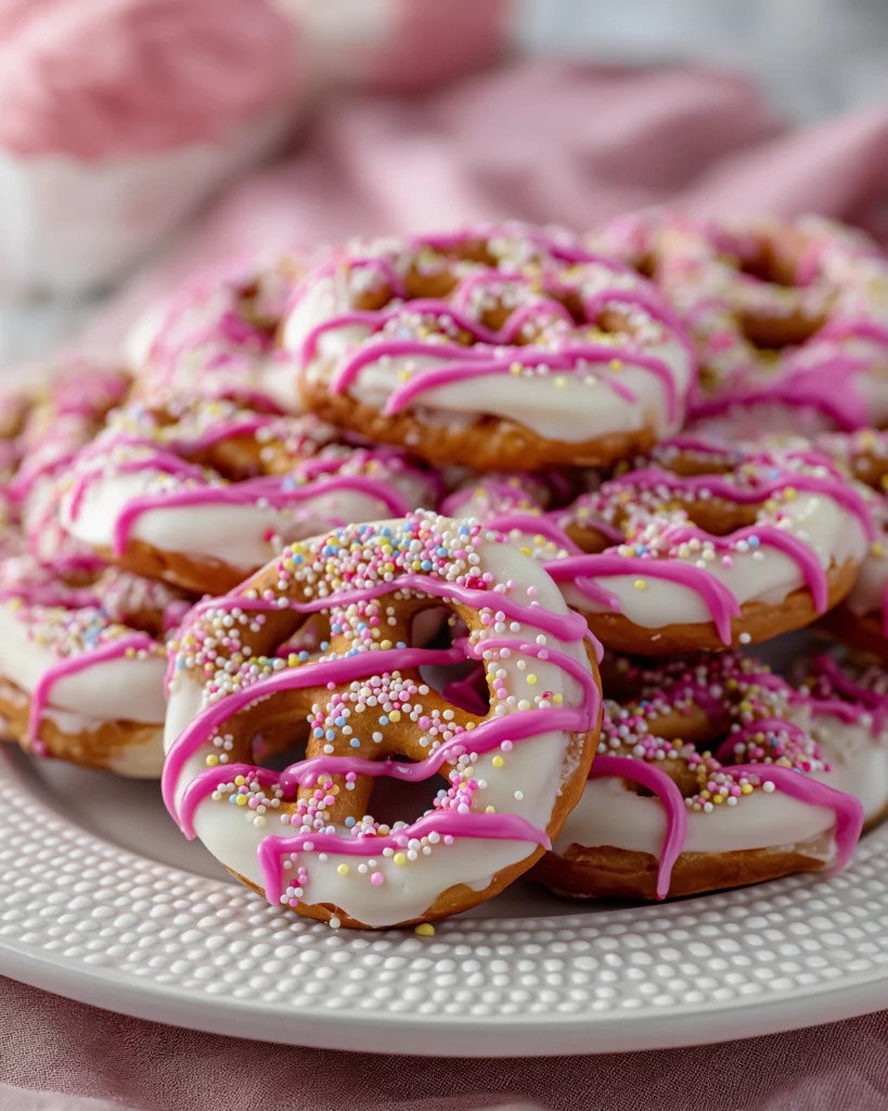White Chocolate with Pink Drizzle Covered Pretzels: Perfect for Any ...